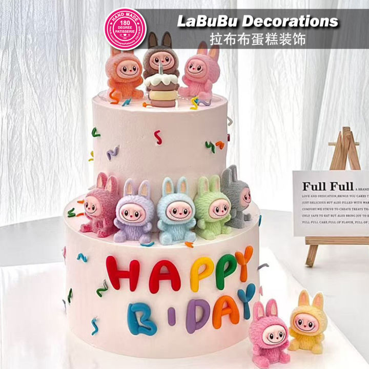 Labubu Birthday Cake Decoration Labubu Theme Cake Topper Kek Hiasan ...