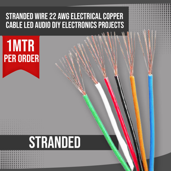 MW Stranded Wire 22 AWG 1 Meter Electrical Copper Cable LED Audio DIY ...
