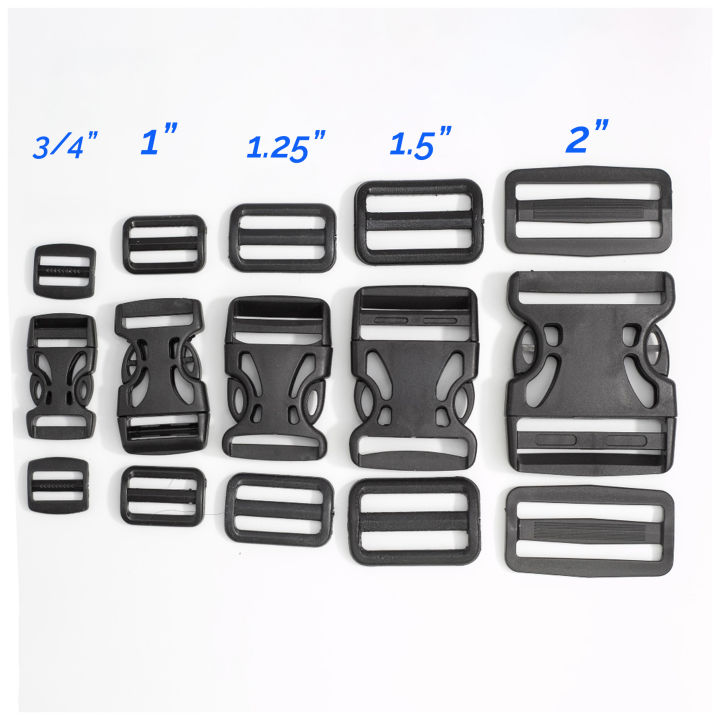 Quick Release Buckle Set with 2 Strap Adjusters – 1-Inch Side-Release ...