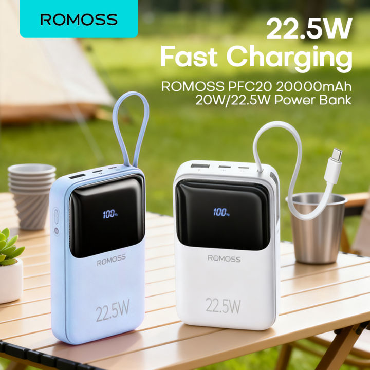 Romoss PFC20 20000mAh Powerbank 22.5W Fast Charging Cable Lightning ...