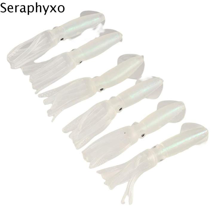 SERAPHYXO Colorful Tube Squid Fishing Lure Glow in the Dark Soft Bait ...