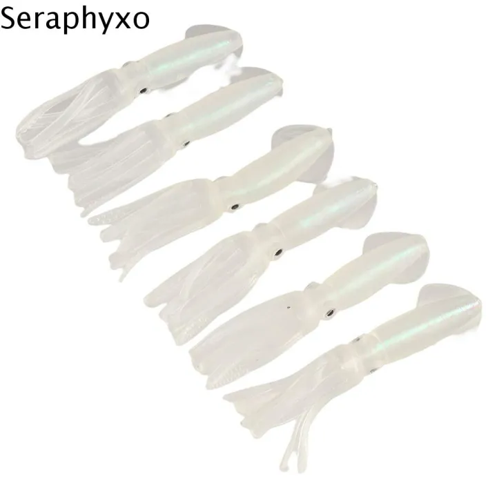 SERAPHYXO Colorful Tube Squid Fishing Lure Glow in the Dark Soft Bait ...