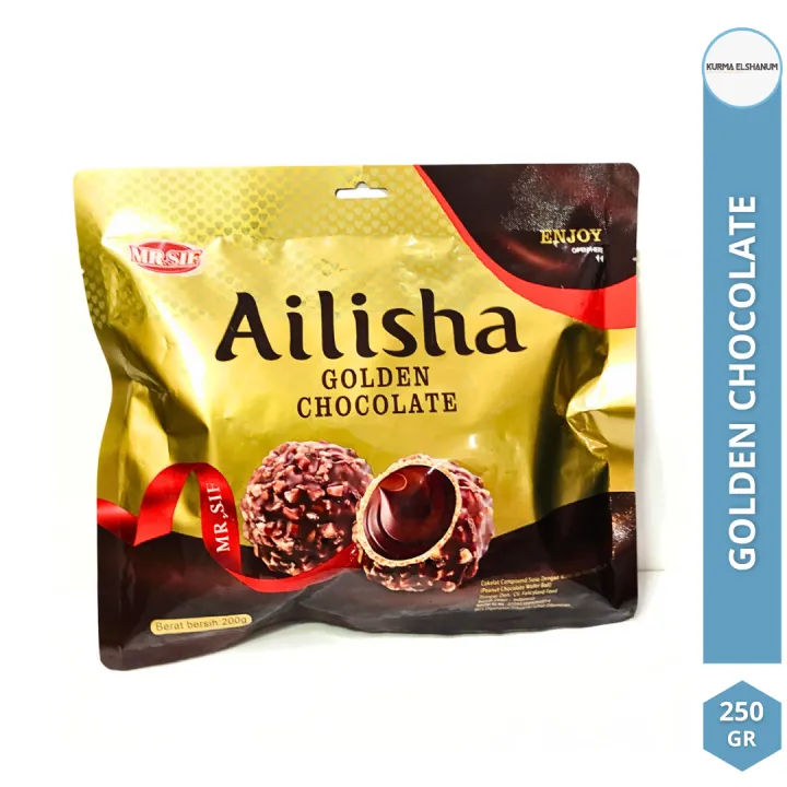Coklat Ailisha Cookie Coated Chocolate 250 gram golden Chocolate ...