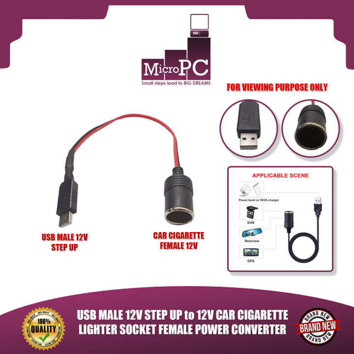 MICRO PC USB MALE 12V STEP UP to 12V CAR CIGARETTE LIGHTER SOCKET ...