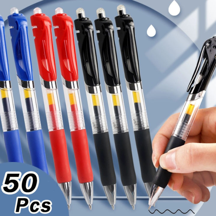 50Pcs 0.5mm Signing Pen Neutral Pen Press The Pen Red/Blue Gel Pen ...