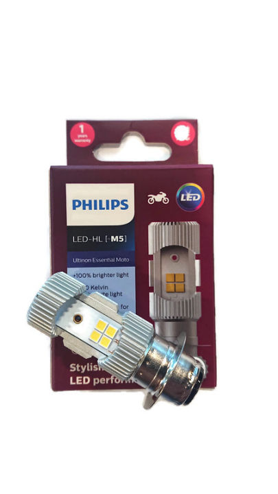 หลอดไฟหน้า PHILIPS LED M5 รุ่น Ultinon Essential Moto แบบ 2 เขี้ยว (แบบ ...