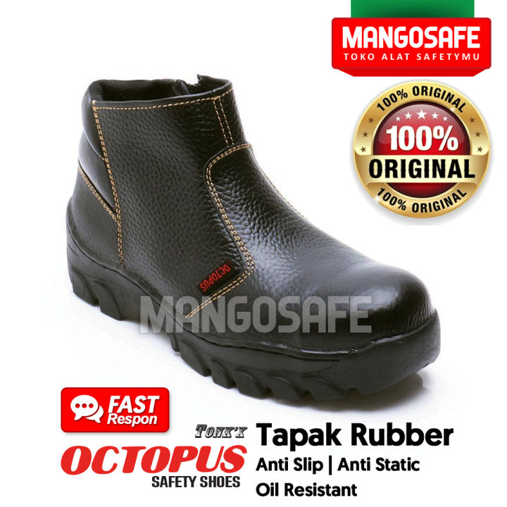 Octopus OX 509 Sepatu Safety Proyek Semi Boot Hitam Resleting Zipper ...