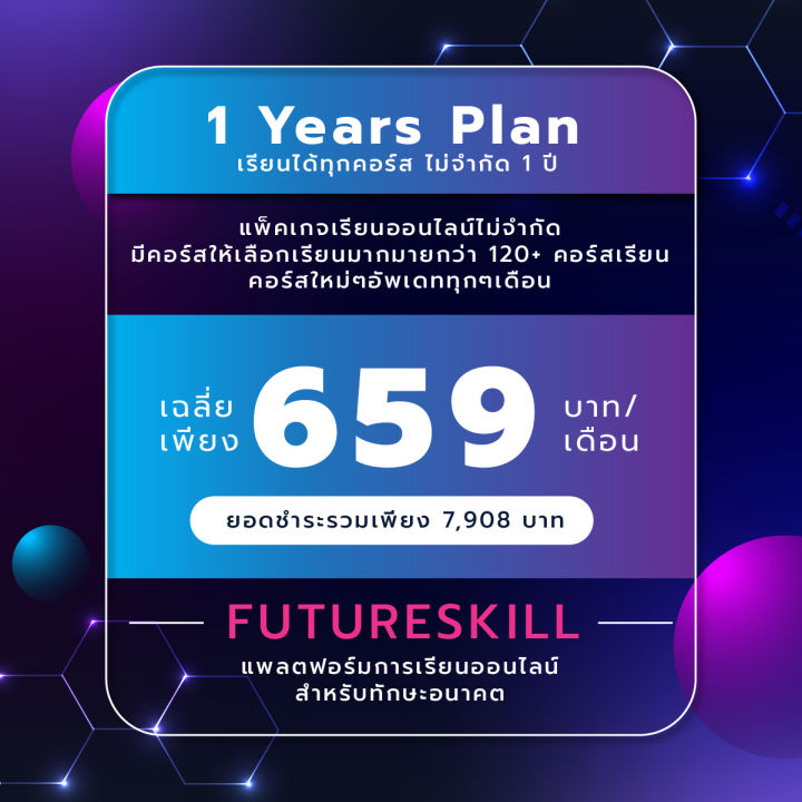 FutureSkill คอร์สเรียนออนไลน์ | 1 Year Plan เรียนได้ทุกคอร์สไม่จำกัด 1 ปี | Lazada.co.th