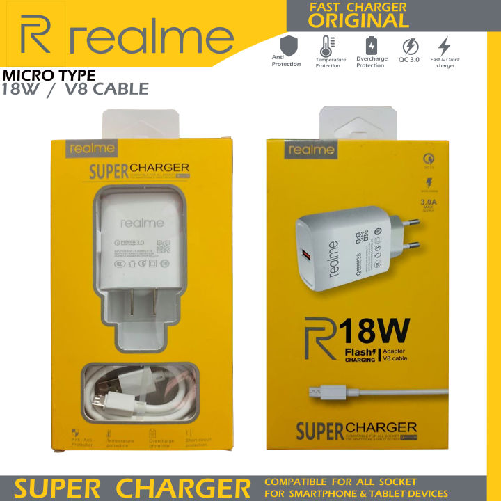Original Realme Wall Charger 18W Fast Charger Charging Micro USB 100 ...