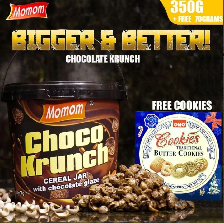 Momom Ube Krunch cereal with ube glaze with free cookies | Lazada PH