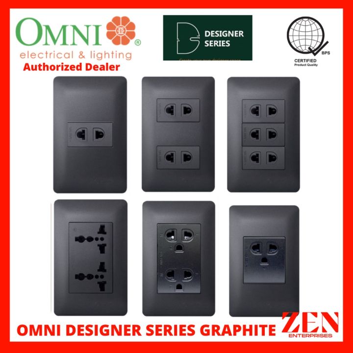 Omni Designer Series GRAPHITE Universal Outlet Sets (1GANG, 2GANG ...