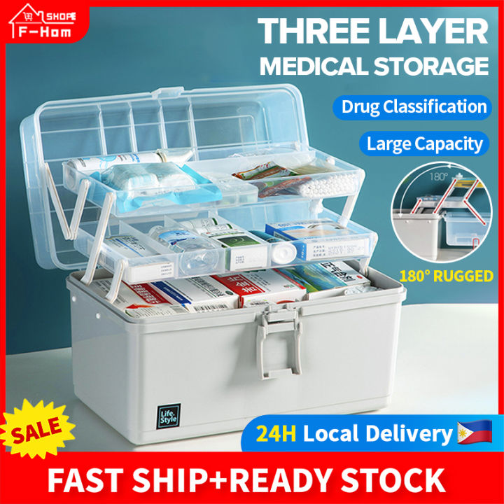 Large Size Medicine Storage 3 Layer Medicine box Portable Aid Kit ...
