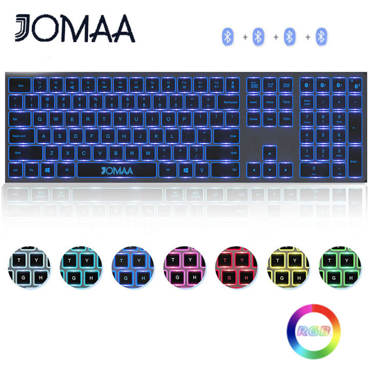 JOMAA Backlit Bluetooth-compati Keyboard LED Illuminated Wireless ...