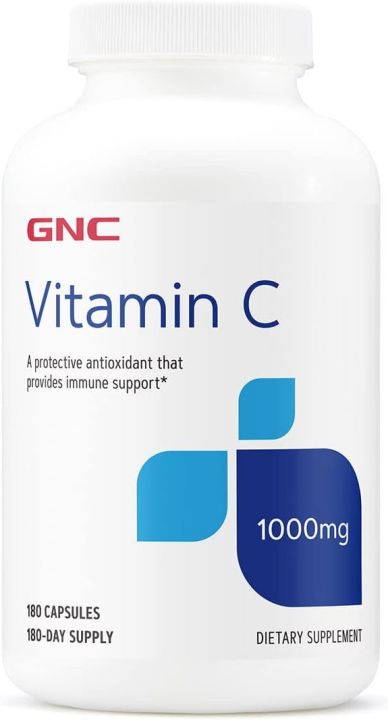GNC Vitamin C 1000 mg Dietary Supplement 180 Vegetarian Capsules ...