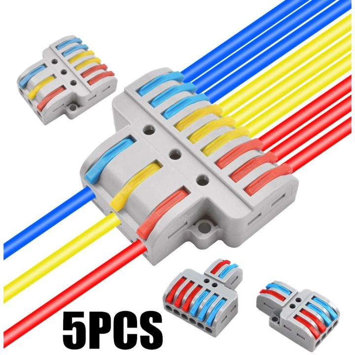 5 Pcs Wire Connector 2/3 In 4/6/9 Out Mini Fast Wire Connector ...