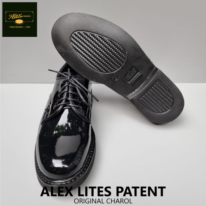 ALEX SHOES PNP-818 LITES BLACK CHAROL/WET LOOK MEN'S SHOES FOR SECURITY ...