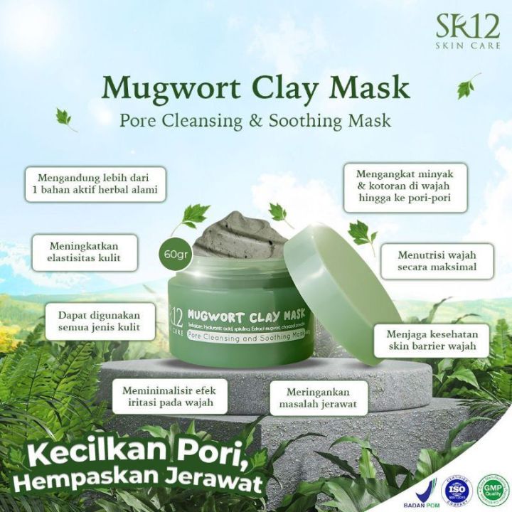 SR12 Skincare Masker Wajah Mugwort Clay Mask Peeling Mask Powder Mask Sheet Mask Untuk Wajah ...