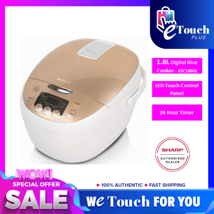 SHARP (KSC186GL) 1.8L LED TOUCH DIGITAL RICE COOKER WITH 1.8mm THICK ...