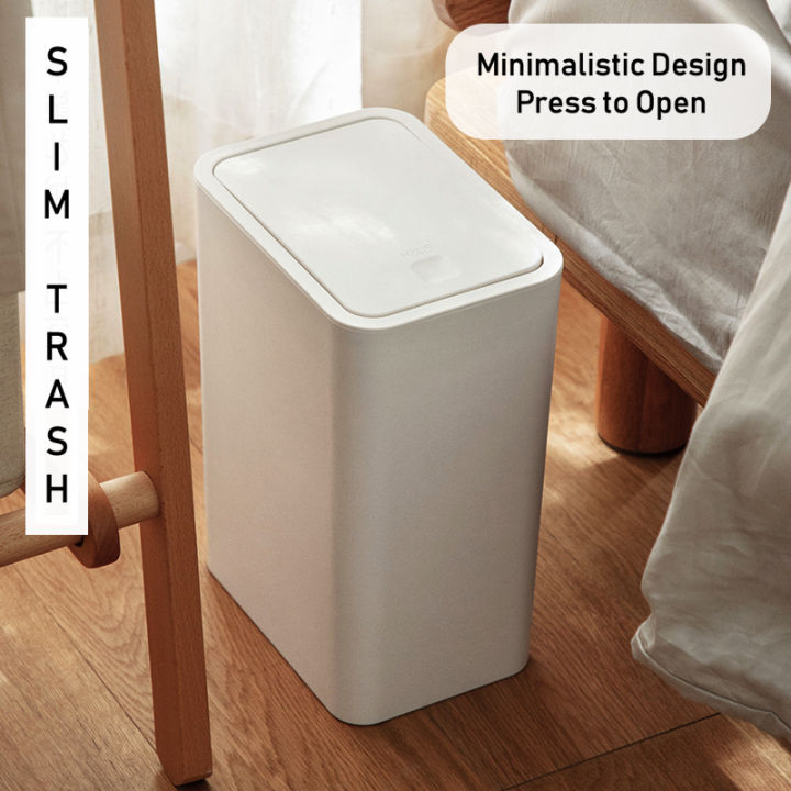 Slim Trash Bin with Lid Press to Open Dustbin Rubbish Bin Recycle Bin ...