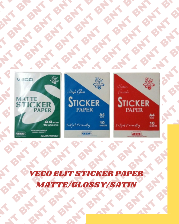 VECO ELIT STICKER PAPER MATTE / SATIN / HIGH GLOSSY SOLD PER PACK ...
