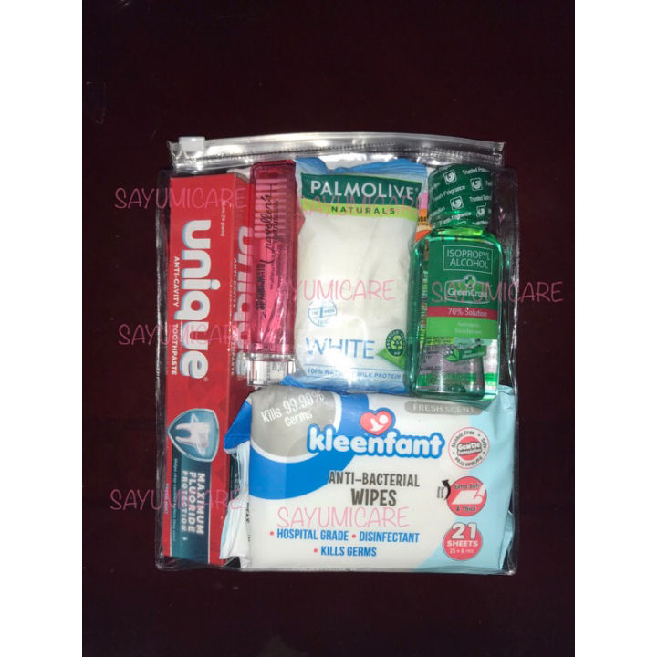 Hygiene Kit hygiene set tissue wipes toothbrush toothpaste shampoo soap ...