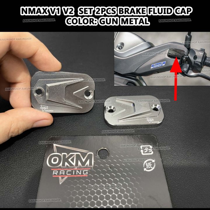 NMAX V1 V2 Brake Fluid Cap Set 2pcs Gun Metal Okimura brand Yamaha Nmax ...