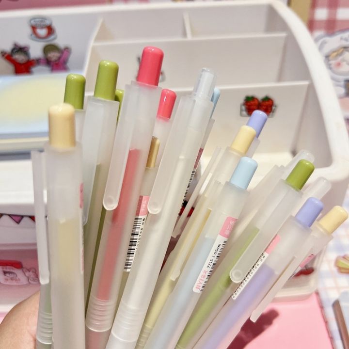 Candy Color Pressed pen 0.5mm Black Ink Gel Pen Matte Transparent ...