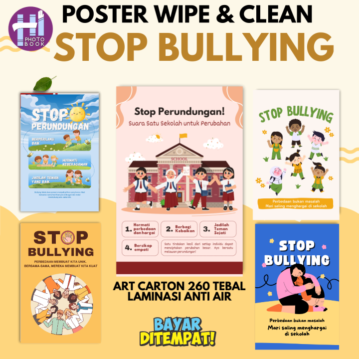 Poster stop bullying - Poster Edukasi Anak - Poster belajar anak - Poster wipe and clean ...