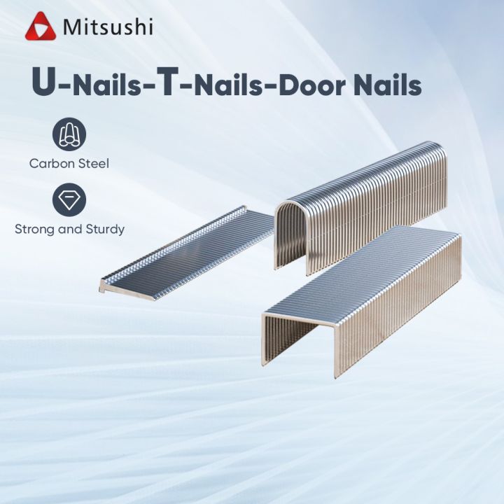 Mitsushi 600PCS 3 in 1 Heavy duty UDoor T Shaped Staple NailsGun Tacker ...