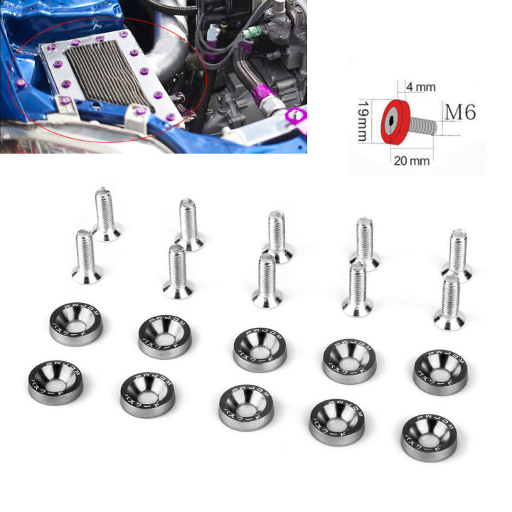 Grey Aluminum 10pcs M6 x 20 Car Modified Hex Fasteners Fender Washer ...