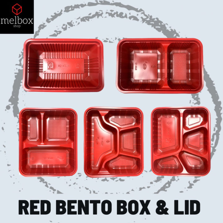 COD 25 pcs Red Bento Box with THICK Lids 170-180 microns - 1 2 3 4 5 ...