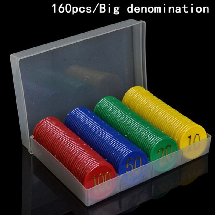 40/80 Pcs Plastic Poker Chips Set Golden Printed Numbers in Plastic ...