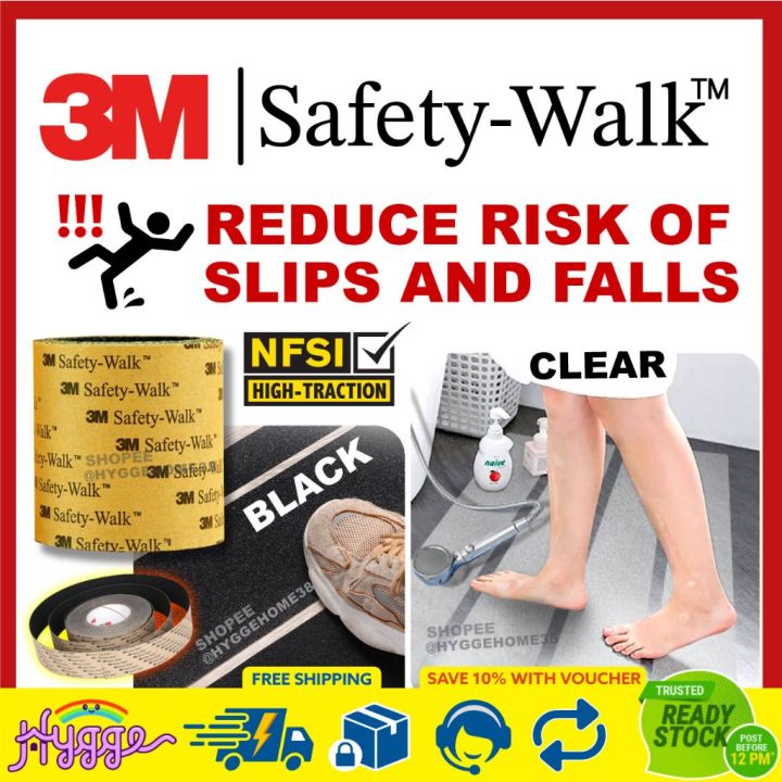 3M Anti Slips Tape Safety Walk Floor Treads Trip and Fall Resistant 22/310/510/610 Black Clear ...