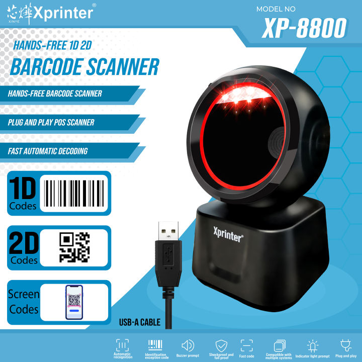 Xprinter XP- 8800 1D 2D QR Code Desktop Barcode Platform Scanner USB ...
