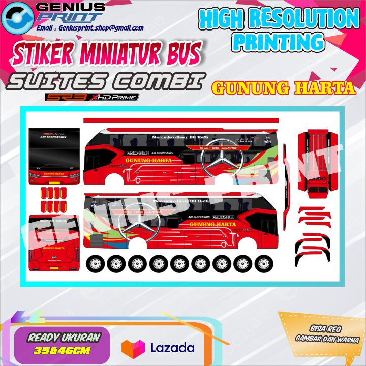 Stiker Mainan Minatur Bus SR3 Suite Combi Livery Gunung Harta | Sinar ...