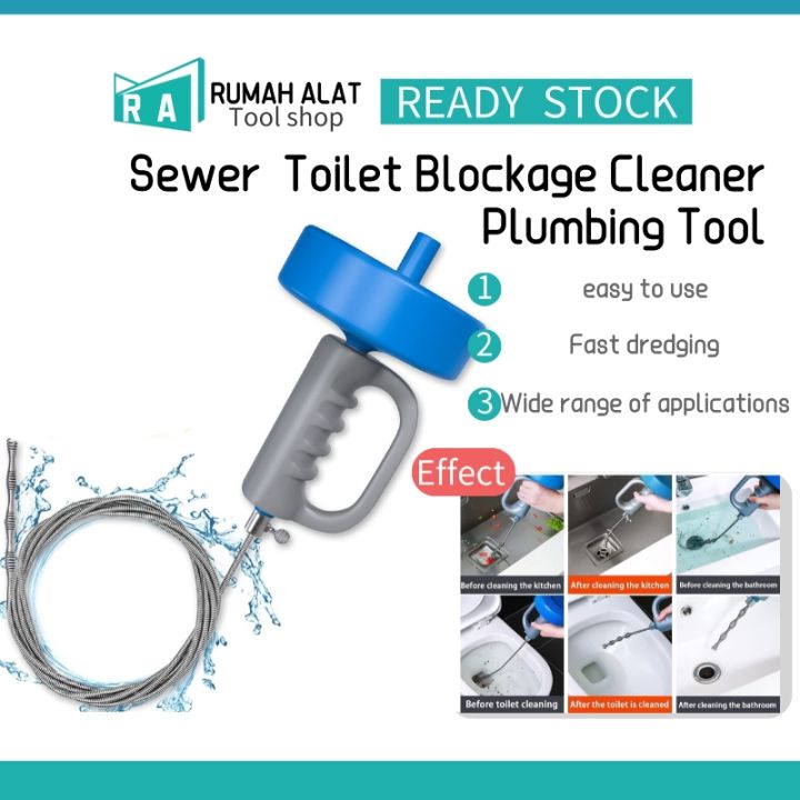 RA Ready Stock Auger Snake Rod Drain Unclogged Pipe Sink Tub Flexible ...