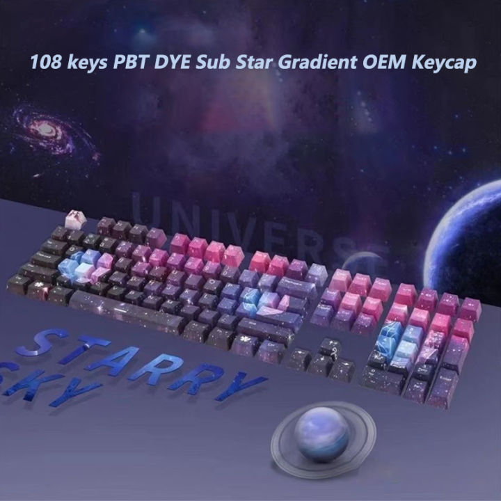 108 keys PBT Keycap DYE Sublimation Star Gradient Purple OEM Key Cap ...