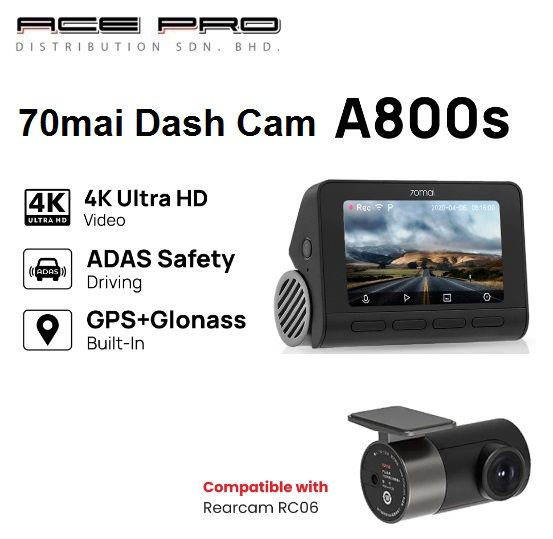 [Global Version] 70mai Dash Cam 4K - A800S Dual Vision 140 FOV Ultra HD ...