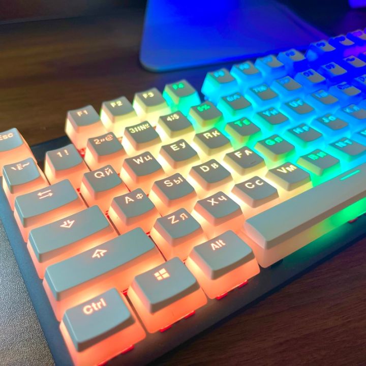 Pudding Keycap RU layout Double Shot PBT Keycaps feature a translucent ...
