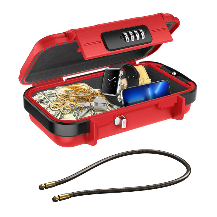 Secure Password Safe, 4 Digit Portable Travel Lock Box Combination ...