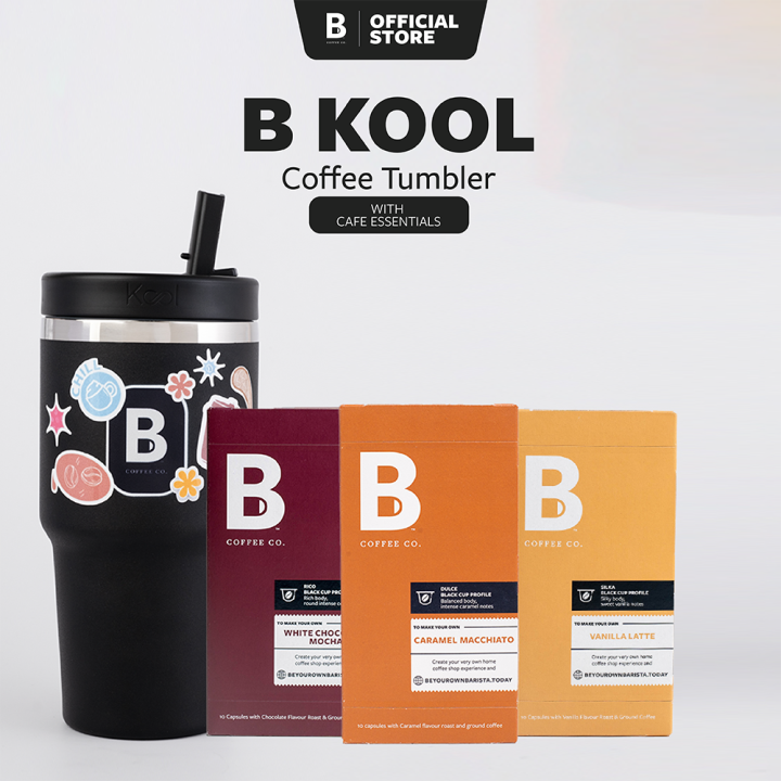 B Coffee Co. x Kool - B Kool Black Insulated Tumbler + 3 Pack Cafe ...