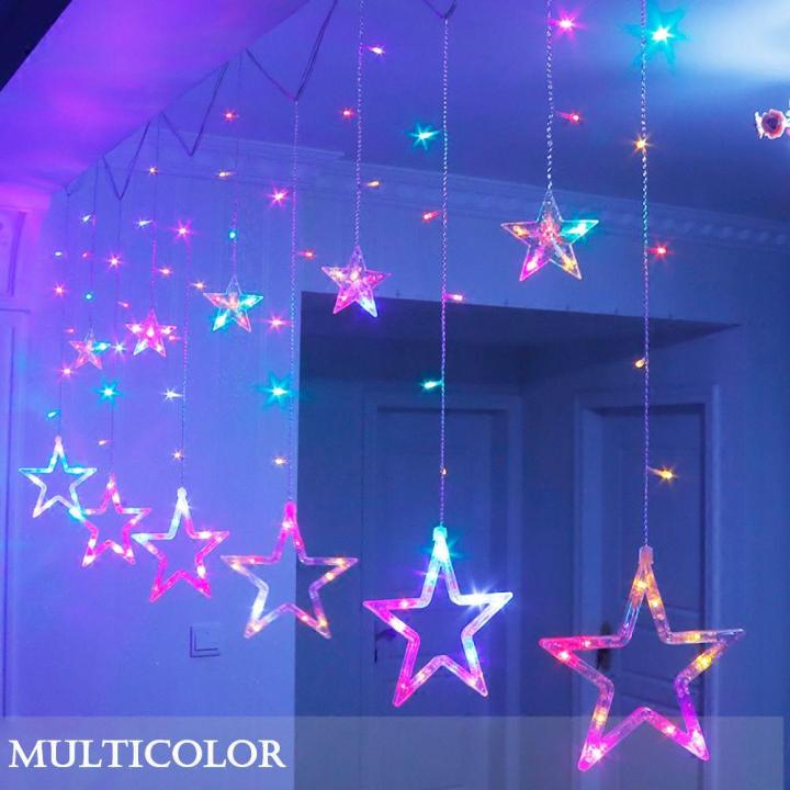 BUYYU Twinkle Star 12 Stars 138 LED Curtain String Lights, Window ...