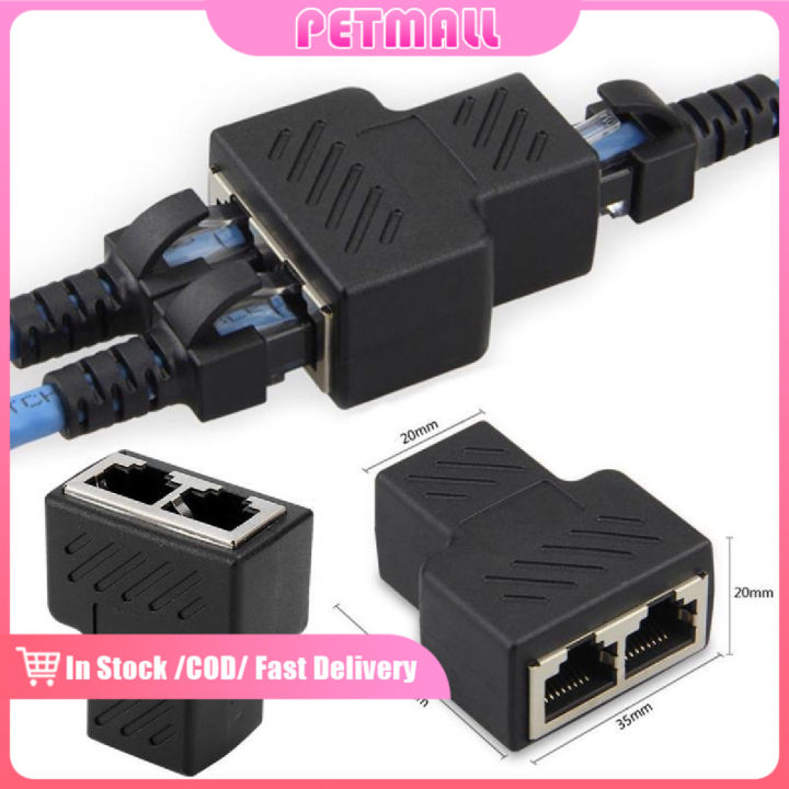 Female To Female Ethernet Network Cable 2 Way RJ45 Splitter Adapter LAN ...