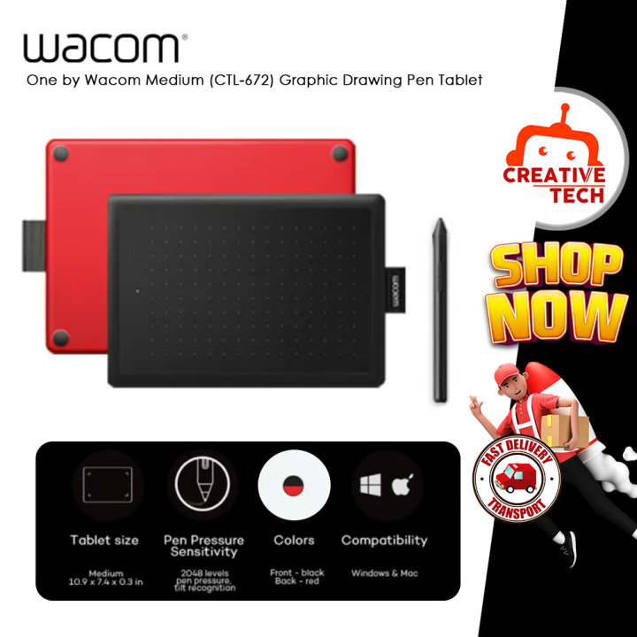 One by Wacom Medium (CTL-672) Graphic Drawing Pen Tablet | Lazada PH