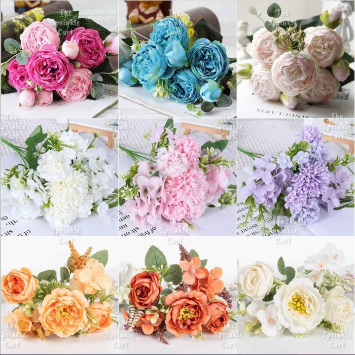 Artificial Bouquet Flower Peony Rustic Flowers for Wedding Home DIY ...