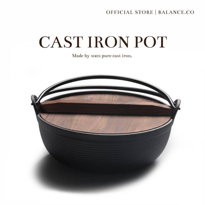 Balance.co Pre-seasoned Pure Japanese Sukiyaki Cast Iron Pot Cookware ...