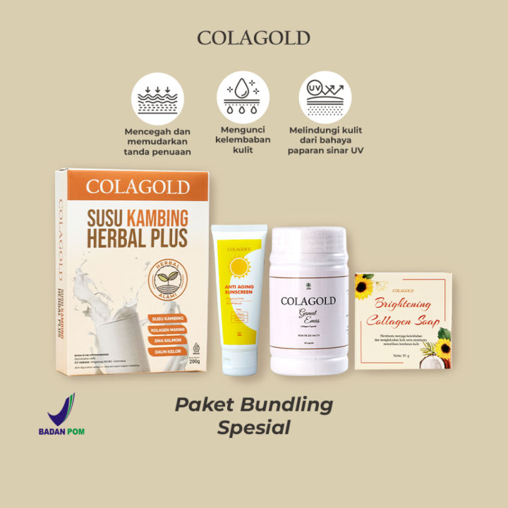 Colagold - Bundling spesial 1 [Suplemen Collagen Kapsul + Susu Colagen ...