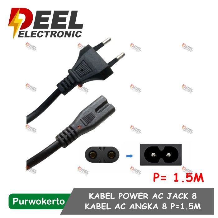 KABEL POWER AC ANGKA 8 COLOKAN JACK KABEL AC ANGKA 8 POWER LISTRIK | Lazada Indonesia