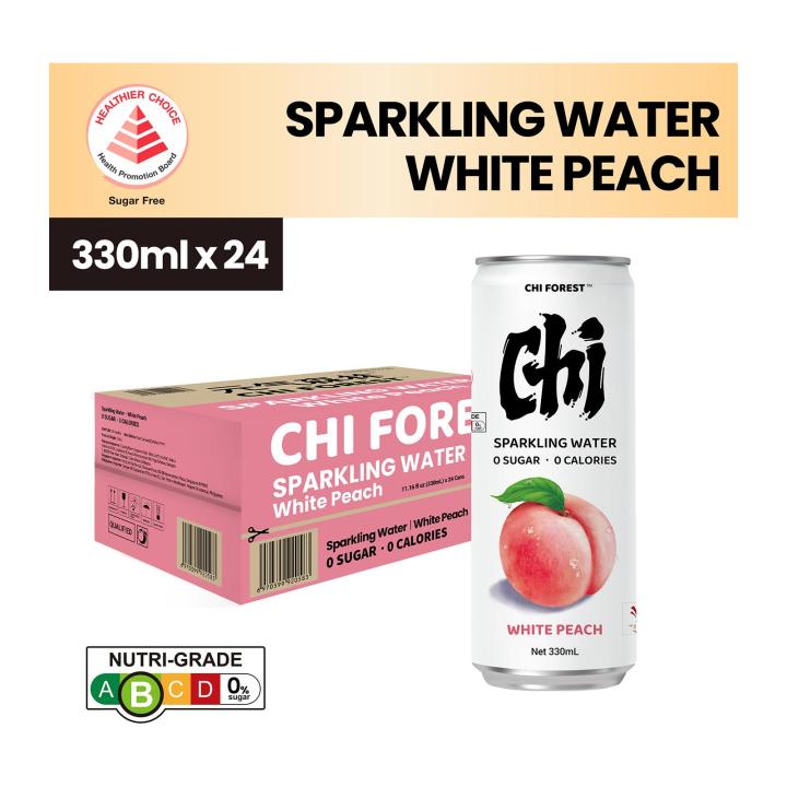 Chi Forest White Peach Soda Sparkling Water Drink 0 Sugar 0 Calorie 24 Cans (Genki Forest ...