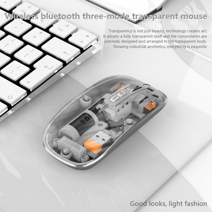 Transparent Dual Wireless Bluetooth Mouse for Laptop Rechargeable Mouse ...